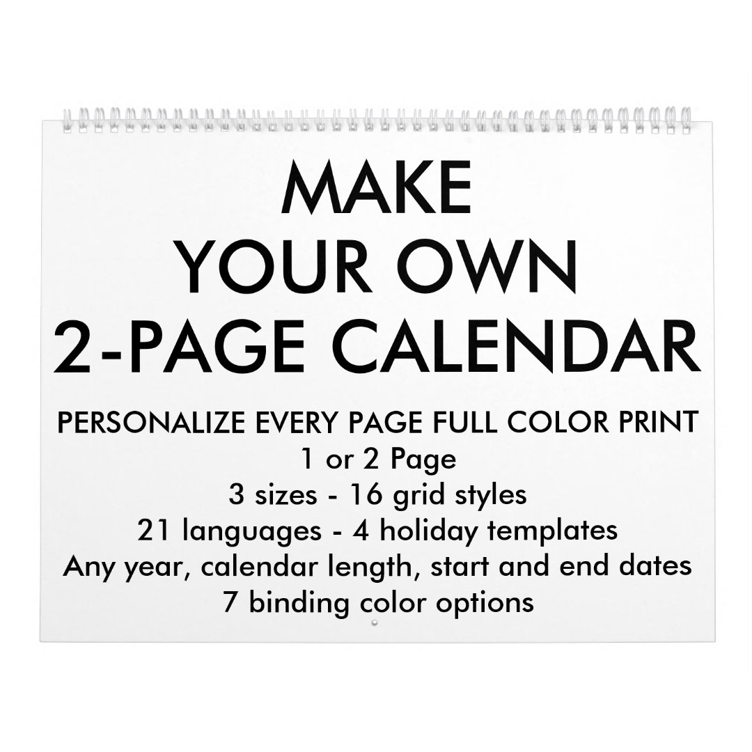 Custom Personalized Large 2-Page Calendar | Zazzle