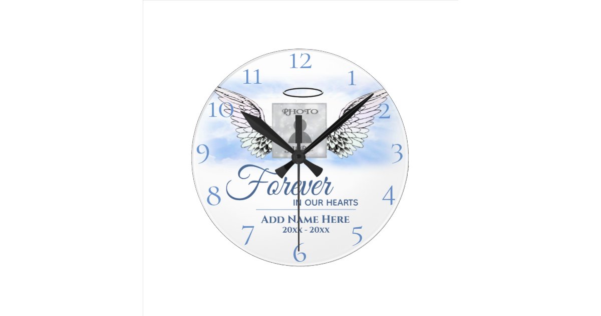 Custom Personalized Memorial Template Round Clock | Zazzle