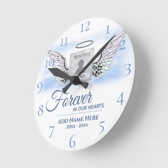Custom Personalized Memorial Template Round Clock | Zazzle
