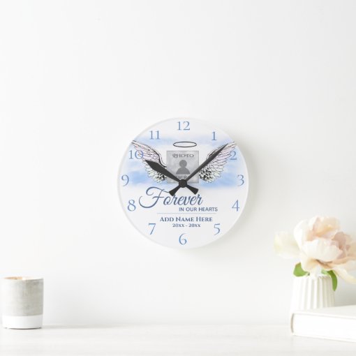 Custom Personalized Memorial Template Round Clock | Zazzle
