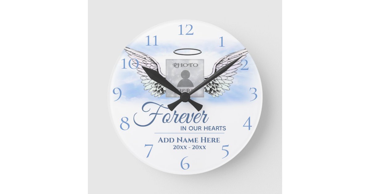 Custom Personalized Memorial Template Round Clock | Zazzle
