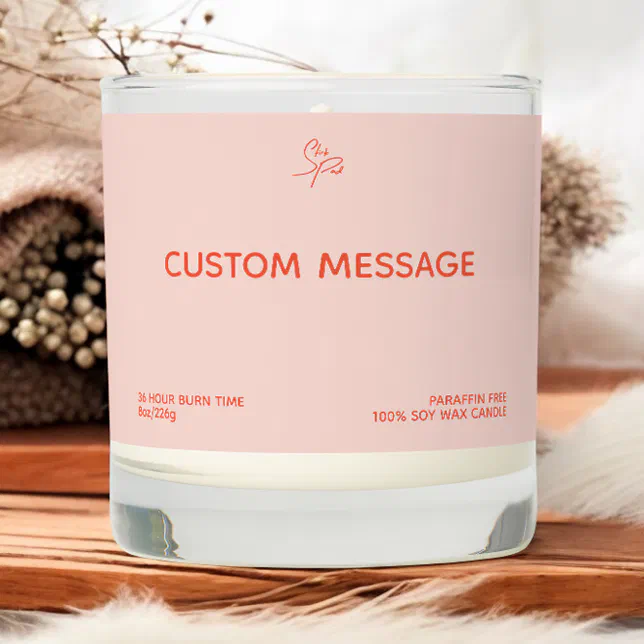 Custom Personalized Message Candle with Pink Label | Zazzle