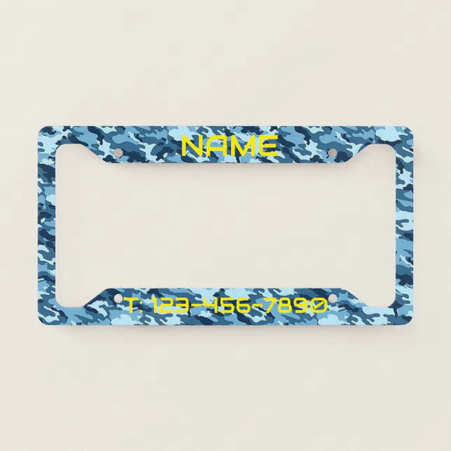 Custom Personalized Military Blue Camo Business License Plate Frame ...