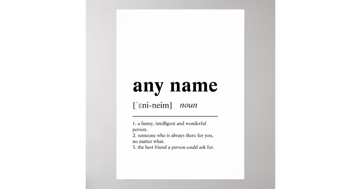 Custom Personalized Name Definition Poster | Zazzle