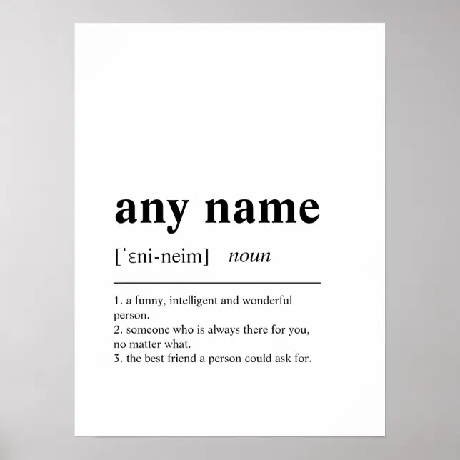 Custom Personalized Name Definition Poster | Zazzle