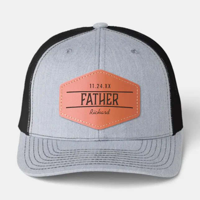 Custom Personalized Name Father Leather Patch Hat | Zazzle