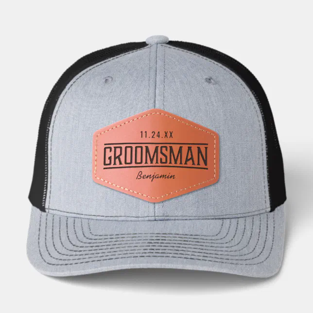 Custom Personalized Name Groomsman Leather Patch Hat | Zazzle