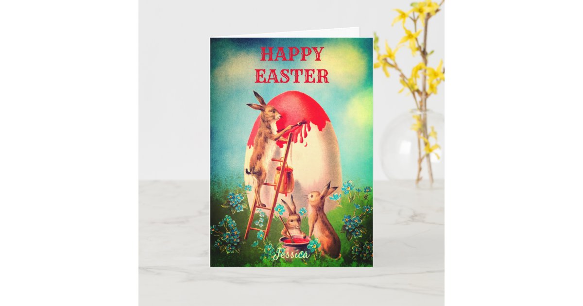 Custom Personalized Name HAPPY EASTER Greetings Card | Zazzle