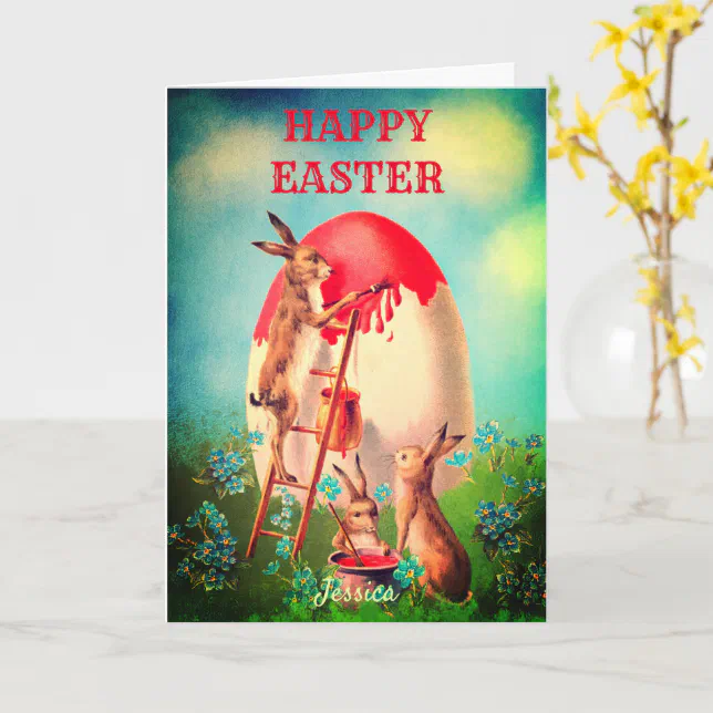 Custom Personalized Name HAPPY EASTER Greetings Card | Zazzle