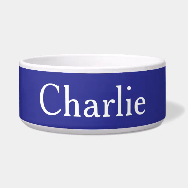 Custom Personalized Name Photo Art Deep Blue Pet Bowl | Zazzle