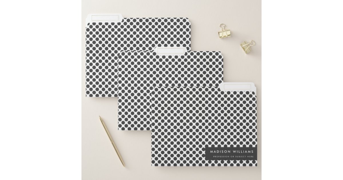 Custom Personalized Name Polka Dot File Folder | Zazzle