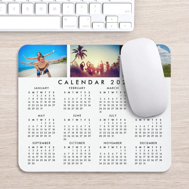 Custom Personalized Photo Collage 2024 Calendar Mouse Pad | Zazzle