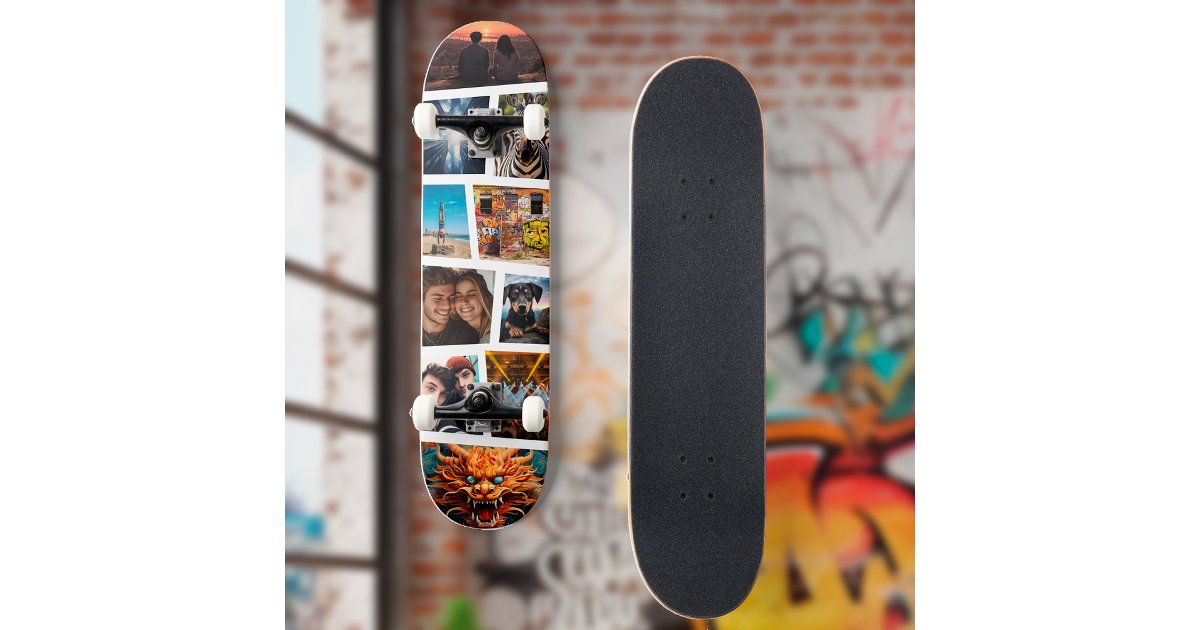 Custom Personalized Photo Collage Skateboard | Zazzle