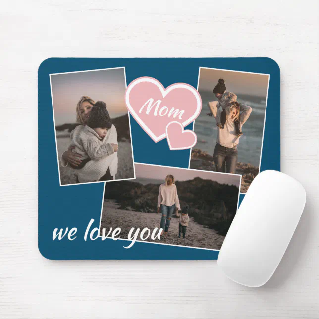 Custom Personalized Photo Simple Mom Text Mouse Pad | Zazzle