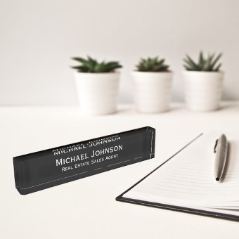 Custom Personalized Professional Black and White Name Plate | Zazzle