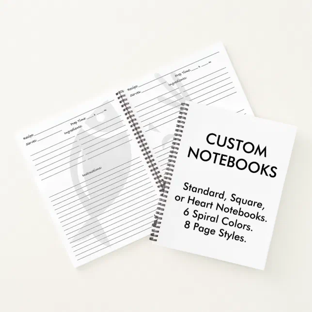 Custom Personalized Recipe Notebook Blank Template | Zazzle