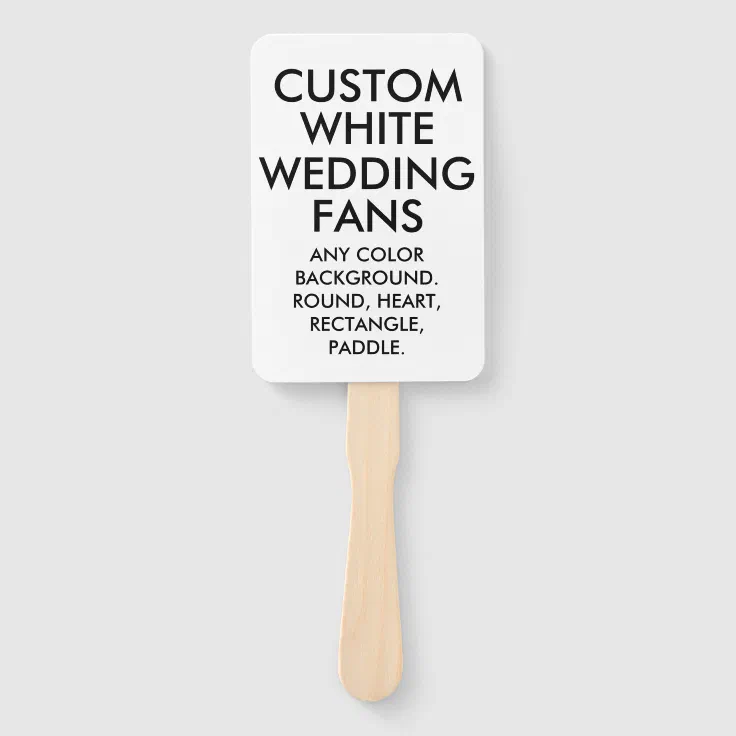 Custom Personalized RECTANGLE WHITE WEDDING FANS | Zazzle