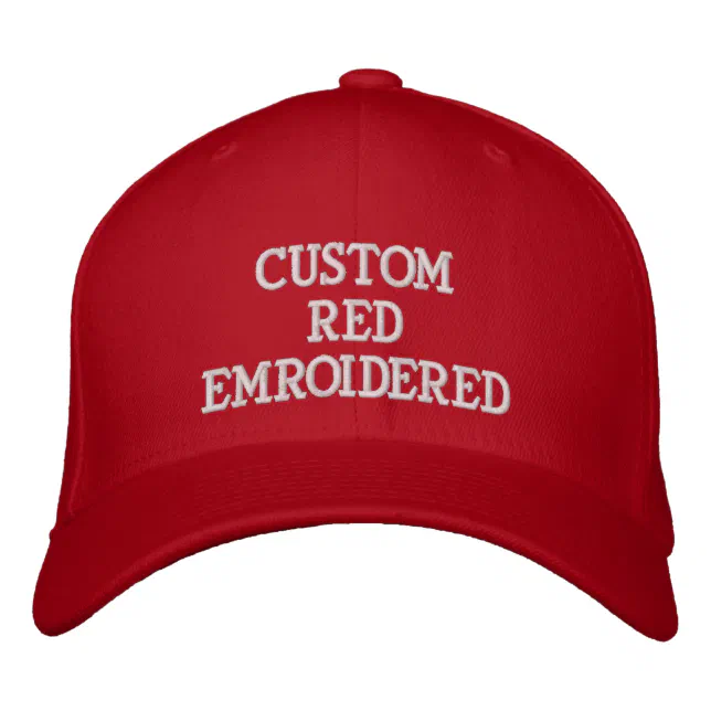 Custom Personalized Red Embroidered Baseball Cap | Zazzle