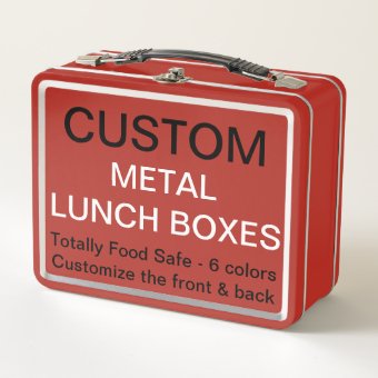 Custom Personalized RED Metal Lunch Box Template | Zazzle