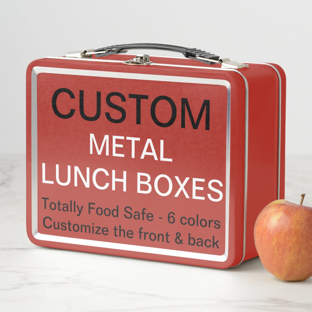 Custom Personalized RED Metal Lunch Box Template | Zazzle