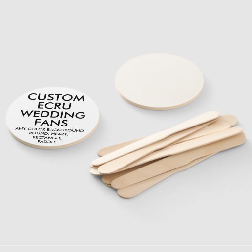 Custom Personalized ROUND ECRU WEDDING FANS (10) | Zazzle