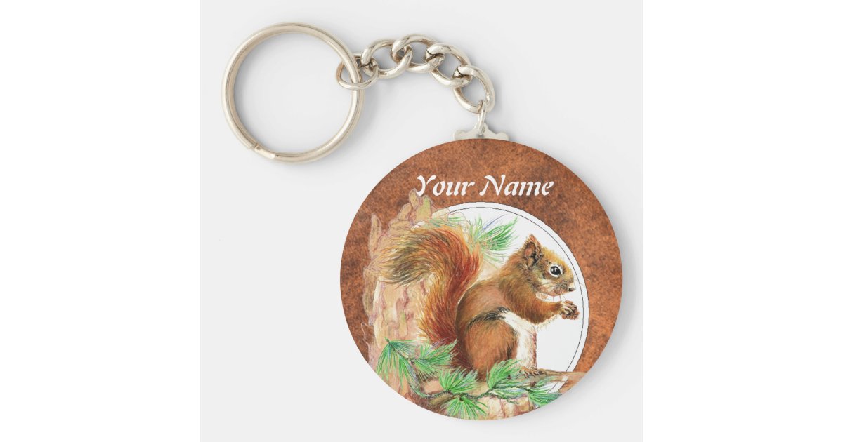 Custom, Personalized Squirrel, Nature, Animal Keychain | Zazzle.com