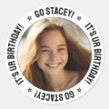 Custom Personalized Text Message and Photo White Classic Round Sticker ...
