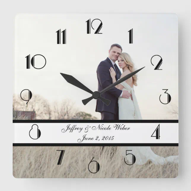 Custom Personalized Wedding Gift Square Wall Clock | Zazzle