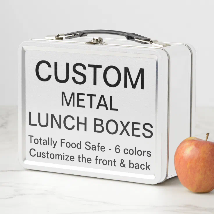 Custom Personalized WHITE Metal Lunch Box Template | Zazzle