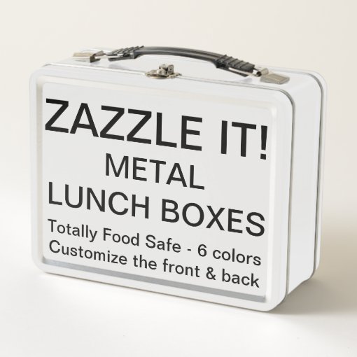 Custom Personalized WHITE Metal Lunch Box Template | Zazzle