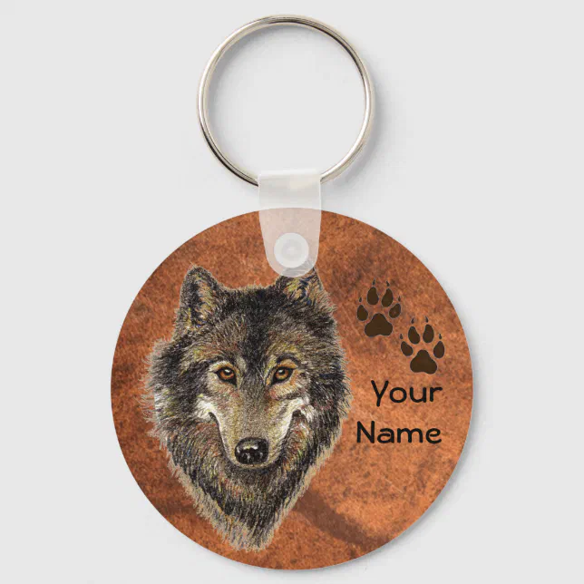 Custom, Personalized Wolf Tracks Keychain | Zazzle