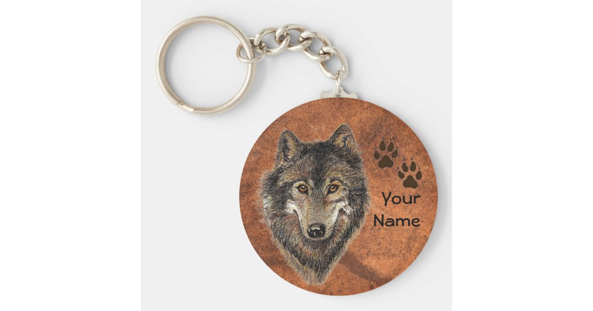 Custom, Personalized Wolf Tracks Keychain | Zazzle.com