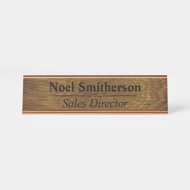 Custom Personalized Wood Effect Desk Nameplate | Zazzle