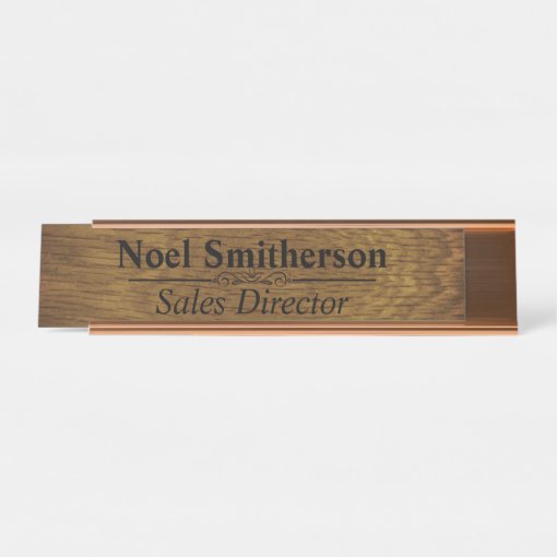 Custom Personalized Wood Effect Desk Nameplate | Zazzle
