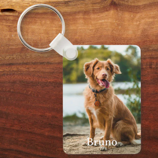 Custom Pet 2 Photo Name Keepsake Dog Lovers Keychain | Zazzle