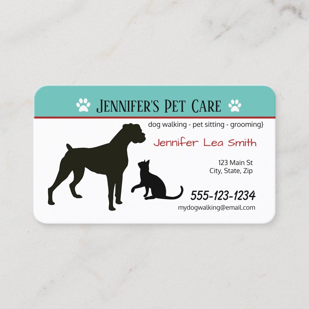 Custom Pet Business Cards - Pet & Dog Care | Zazzle