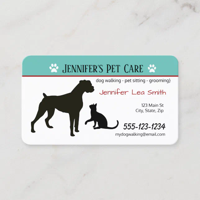 Custom Pet Business Cards - Pet & Dog Care | Zazzle