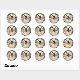Custom Pet Cute Dog Photo Classic Round Sticker | Zazzle