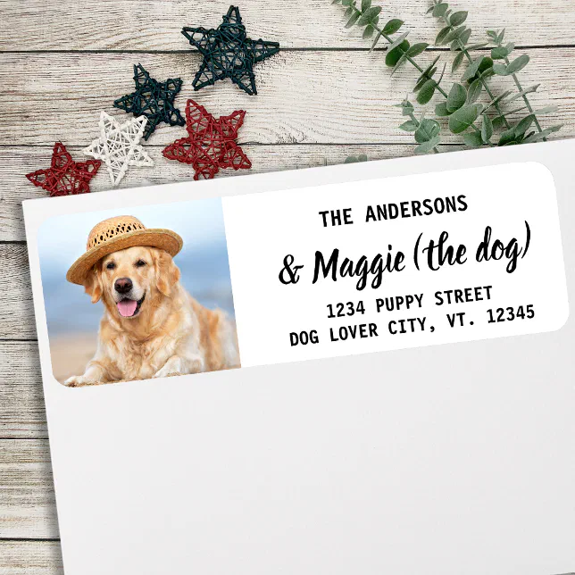 Custom Pet Dog Photo Personalized Return Address Label | Zazzle