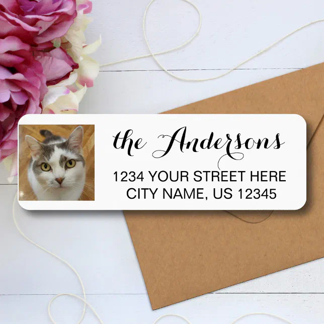 Custom Pet Family Photo Return Address Label | Zazzle