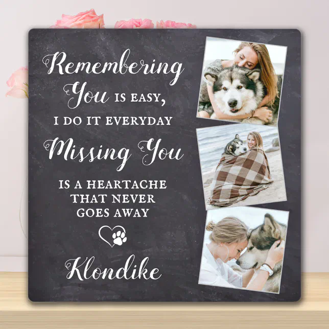 Custom Pet Memorial Remembrance Poem Dog 3 Photo Plaque | Zazzle