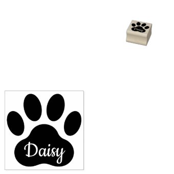 Custom Pet Name Paw Print Signature Rubber Stamp | Zazzle