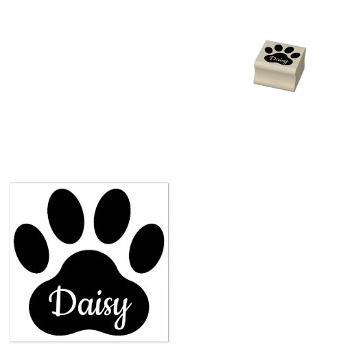 Custom Pet Name Paw Print Signature Rubber Stamp | Zazzle