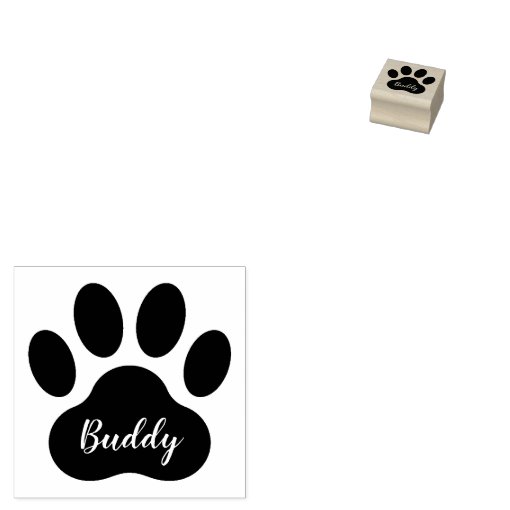 Custom Pet Name Paw Print Signature Rubber Stamp | Zazzle