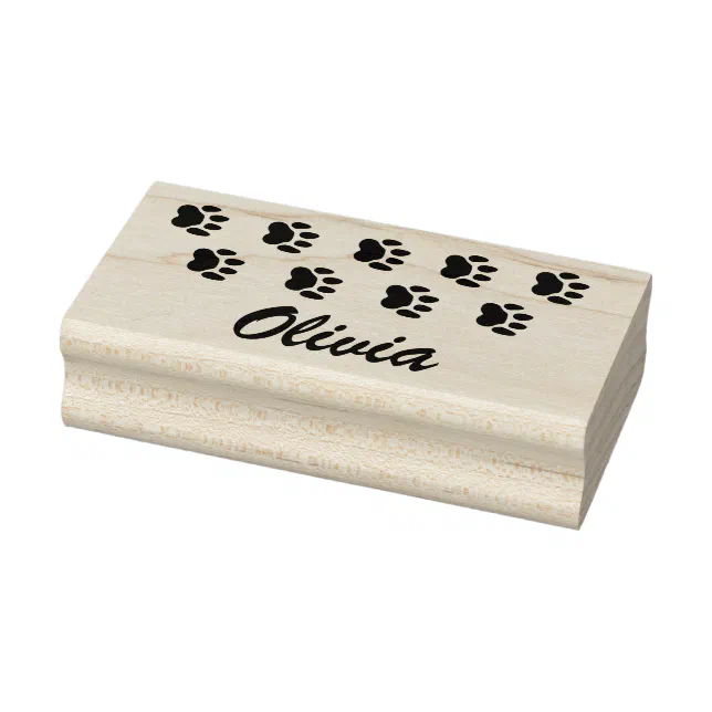 Custom Pet Name Paw Prints Signature Rubber Stamp | Zazzle