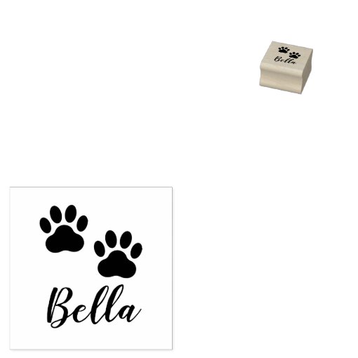 Custom Pet Name Paw Prints Signature Rubber Stamp | Zazzle