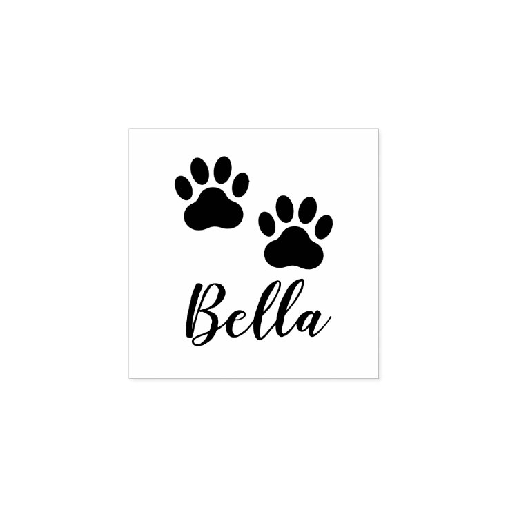 Custom Pet Name Paw Prints Signature Rubber Stamp | Zazzle