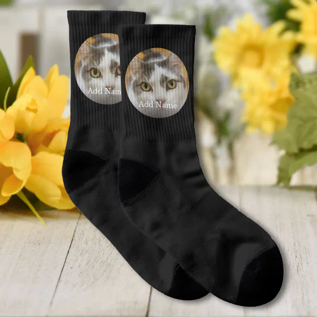 Custom Pet Photo and Name Personalized Socks | Zazzle
