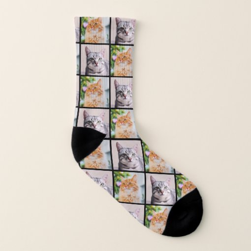 Custom Pet Photo Collage Cat Lady Socks | Zazzle