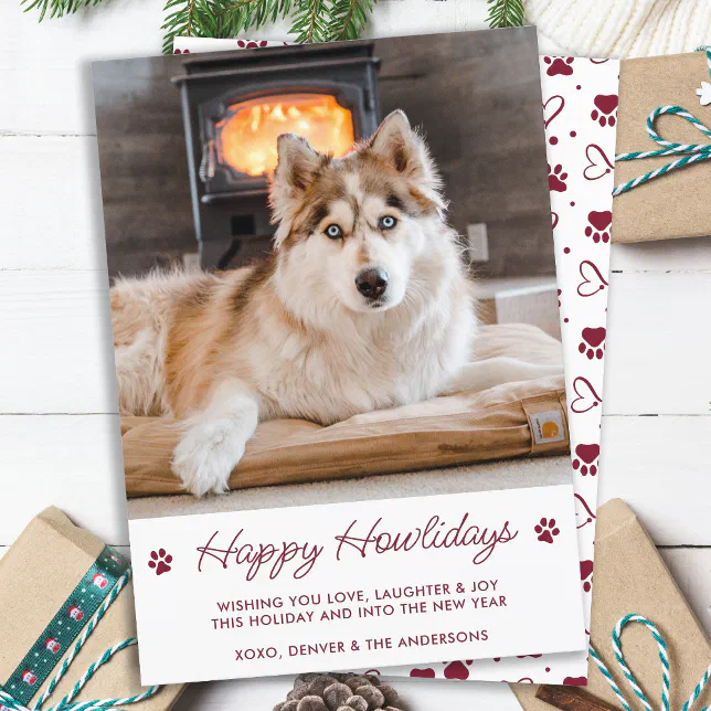 Custom Pet Photo Happy Holidays From The Dog Holiday Card | Zazzle